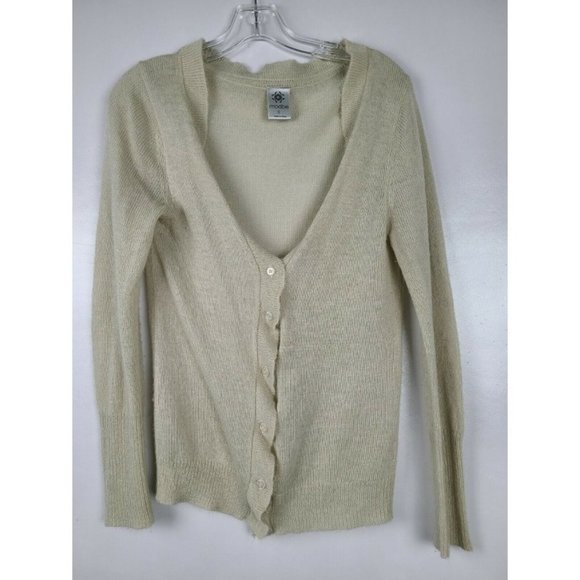 Modbe | Sweaters | Modbe Beige Open Front Ruffle Edge Cardigan Size S ...
